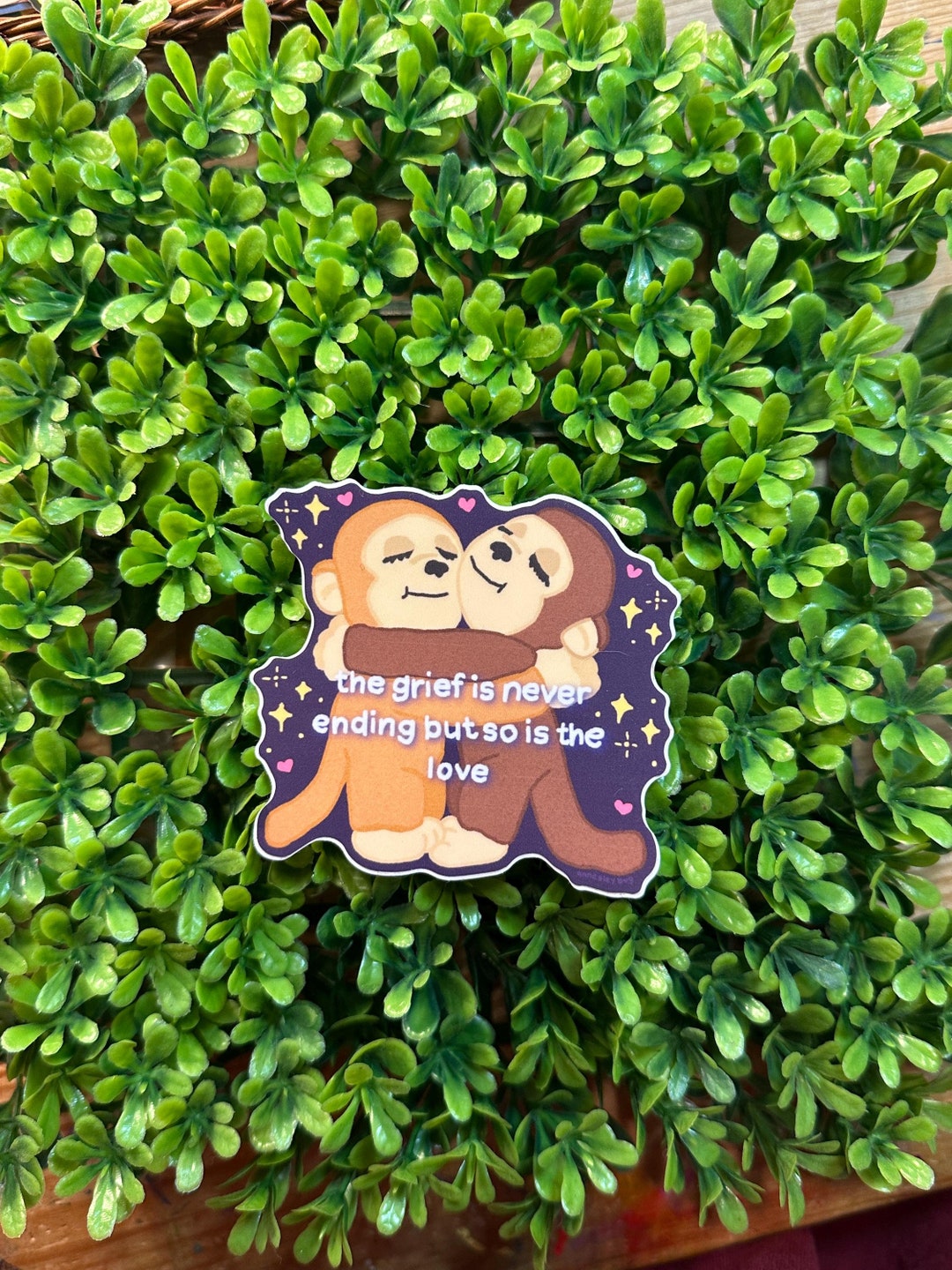 Love and Grief Cute Hugging Monkey Sticker —tender Friendship Sticker ...