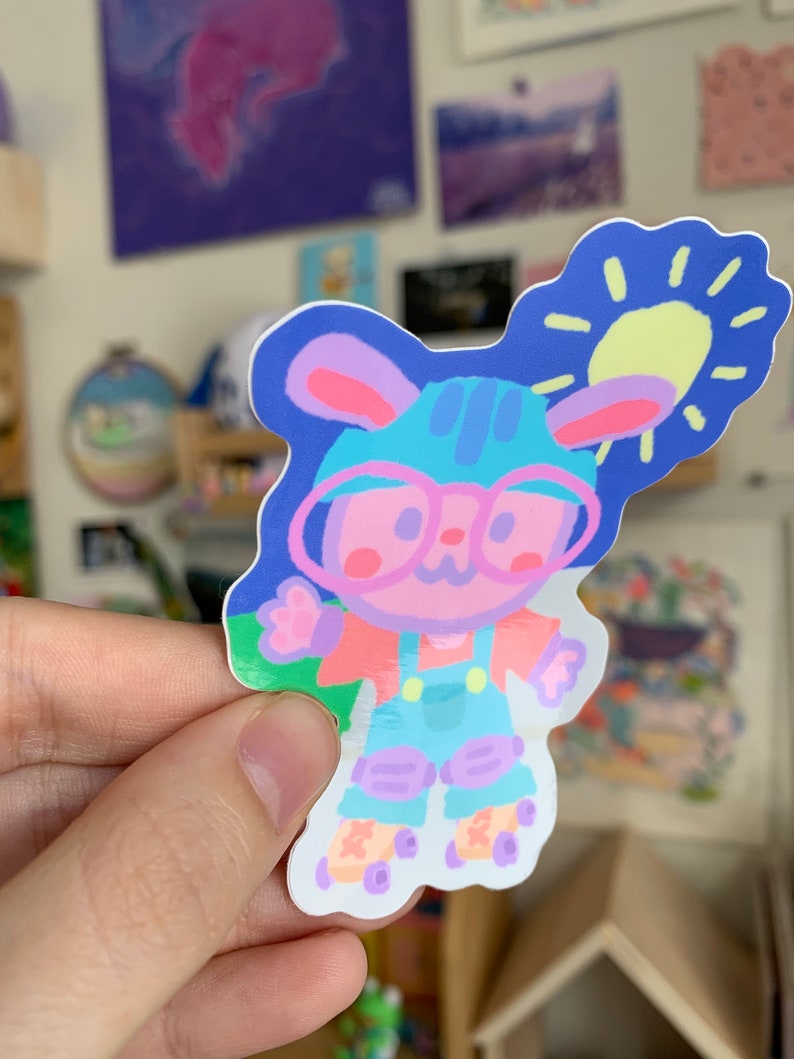 Roller Skate Bunny Pastel Sticker Vinyl Waterproof Sticker - Etsy