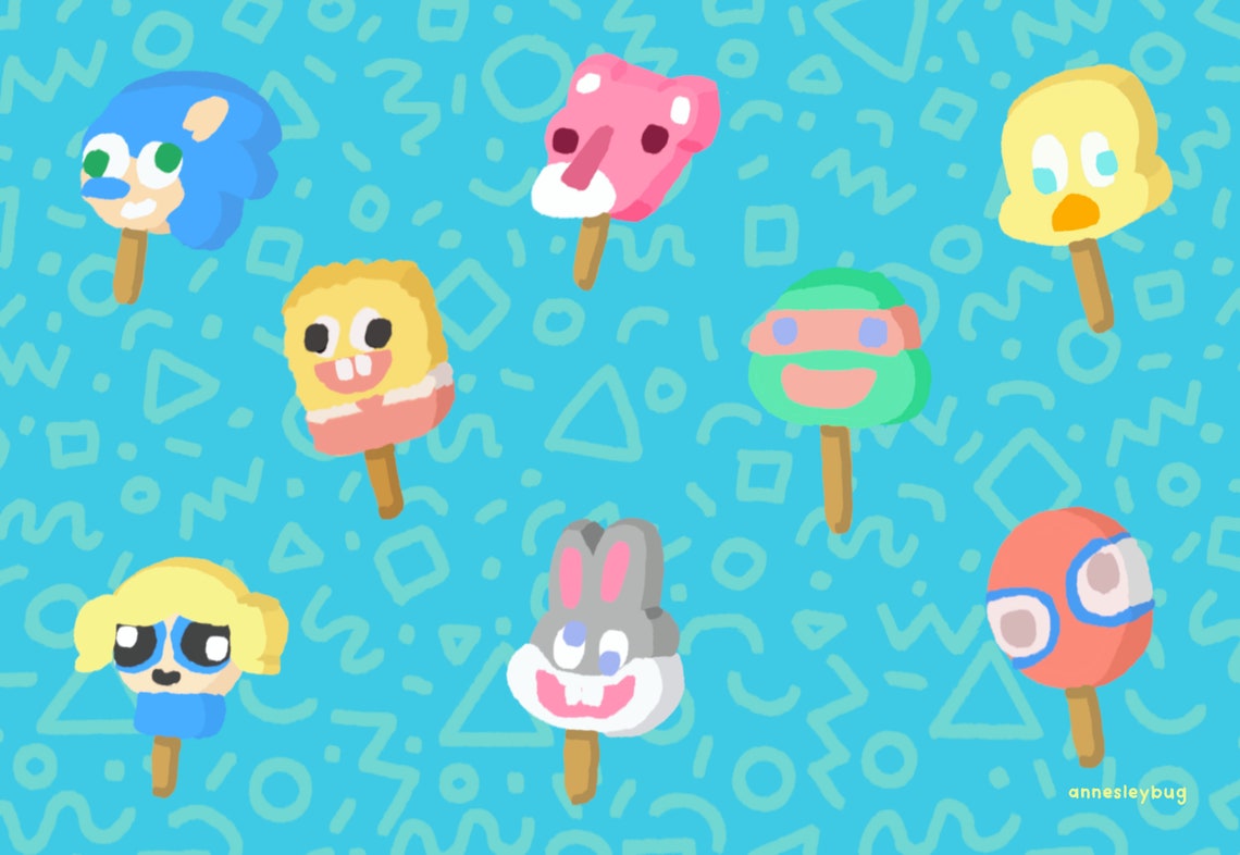 Nostalgic 90s Character Popsicles Snacks Sticker Sheet Ice - Etsy