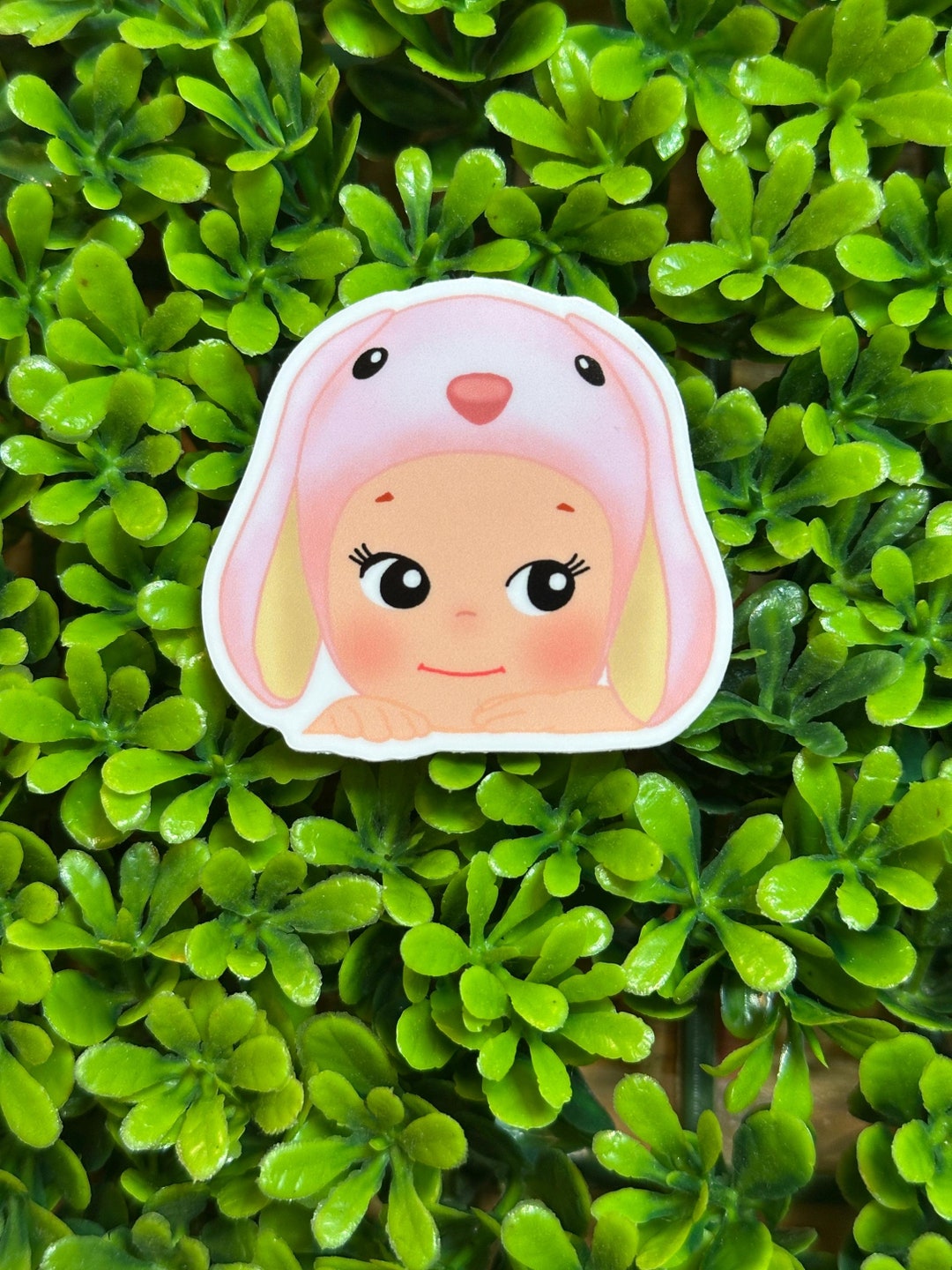 Kewpie Dream Bunny Sticker — Adorable Kewpie Pink Rabbit Sticker— Cute ...