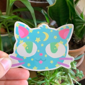 Cute Moon and Star Cat Sticker Luna Cat Sticker Fun Astrology Aesthetic ...