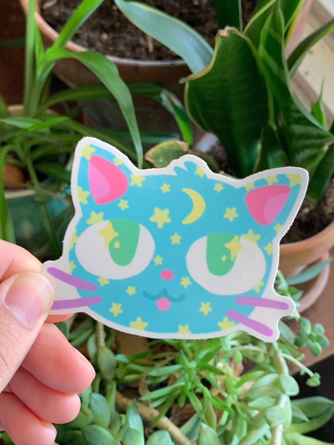Cute Moon and Star Cat Sticker Luna Cat Sticker Fun Astrology Aesthetic ...