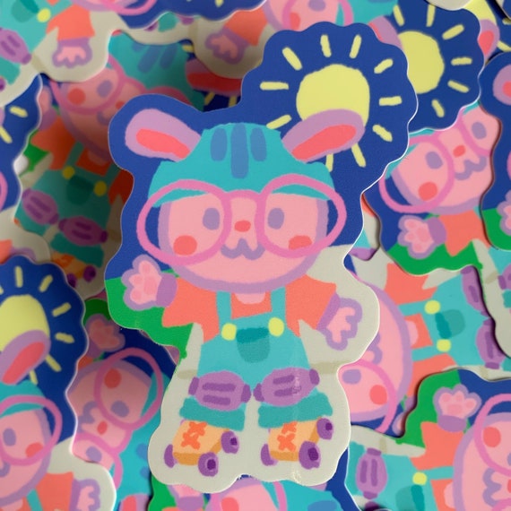 Roller Skate Bunny Pastel Sticker Vinyl Waterproof Sticker | Etsy