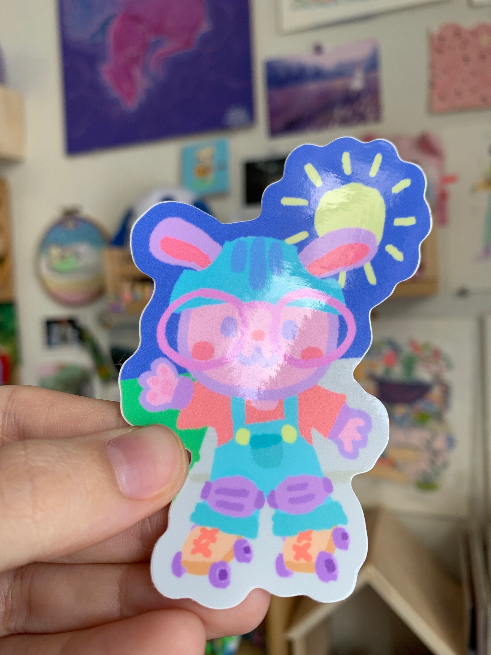 Roller Skate Bunny Pastel Sticker Vinyl Waterproof Sticker - Etsy