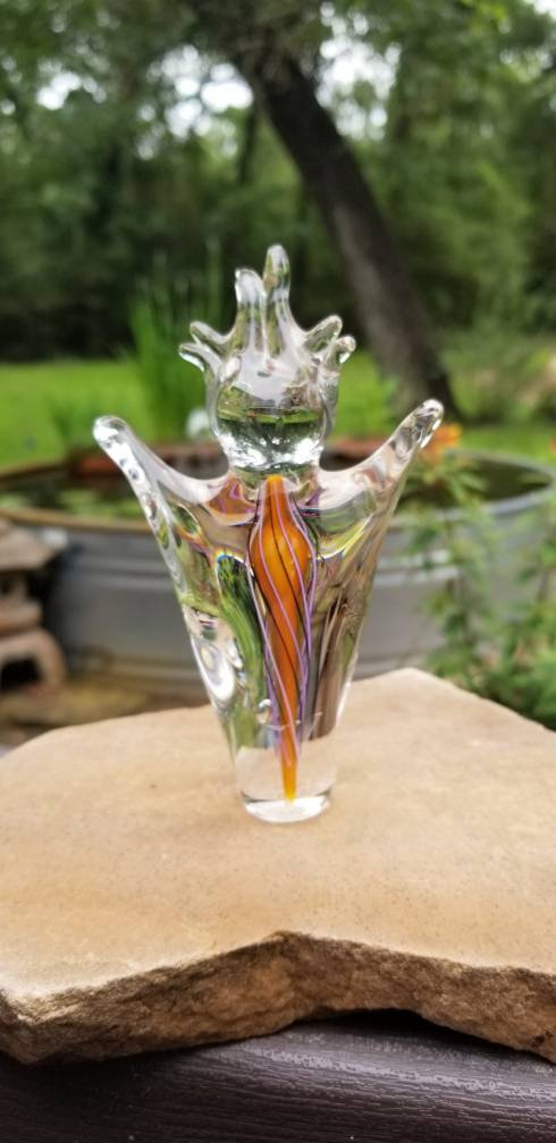 The "goddess" Signed, Gold Art Glass, Designed by Schmidt Rhea Glass ...