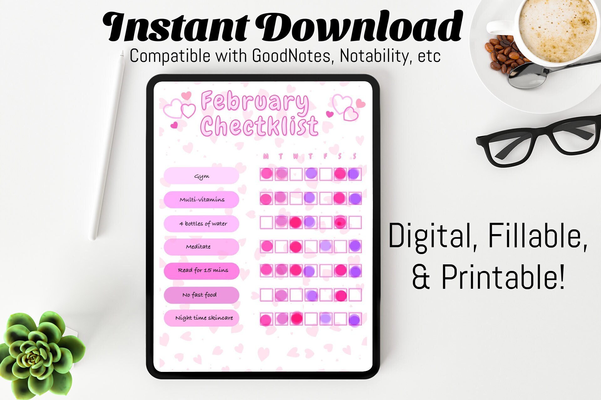 February Checklist, to Do List, Digital Planner, Checklist, Goodnotes ...