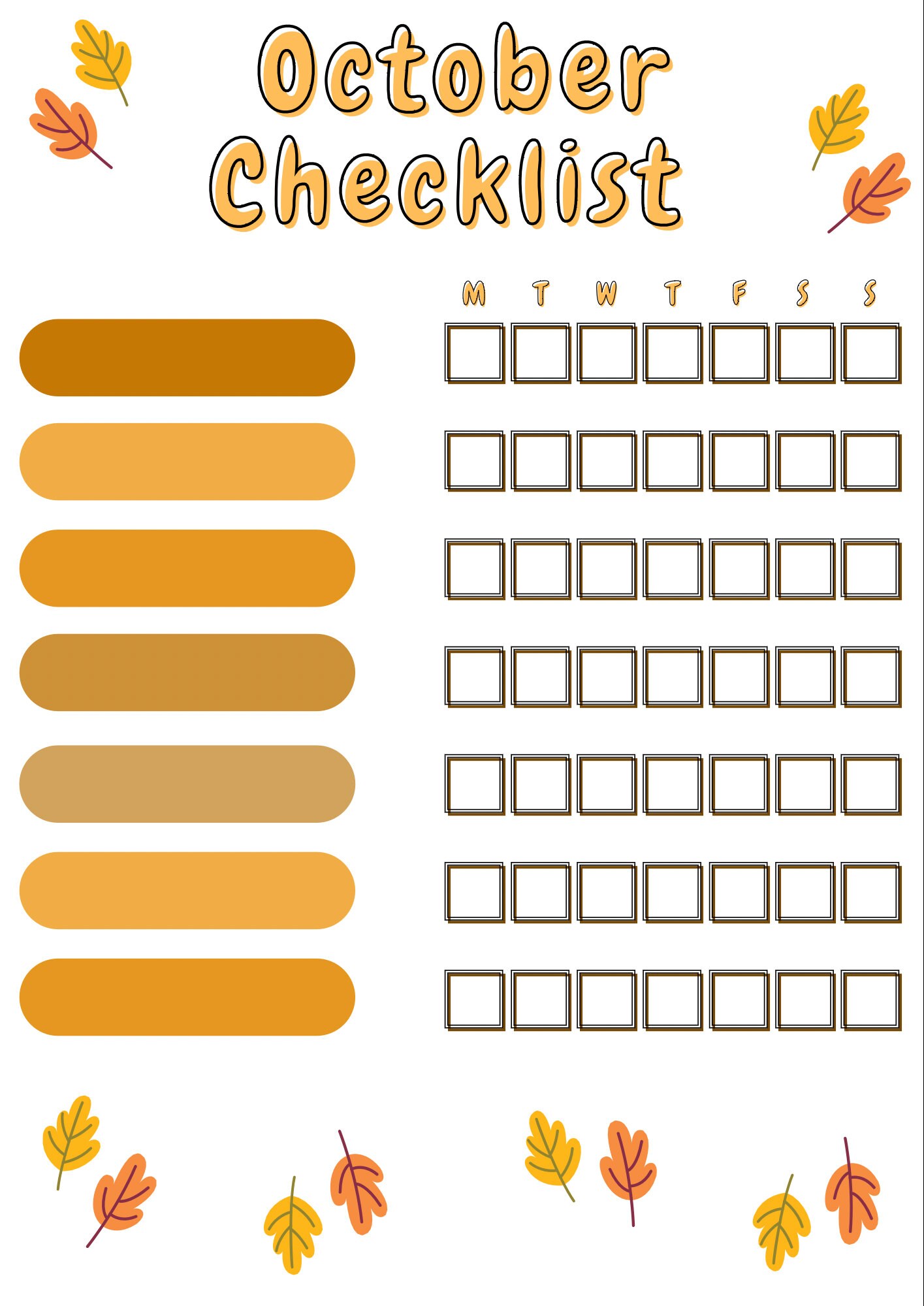 October Checklist, to Do List, Digital Planner, Checklist, Goodnotes ...