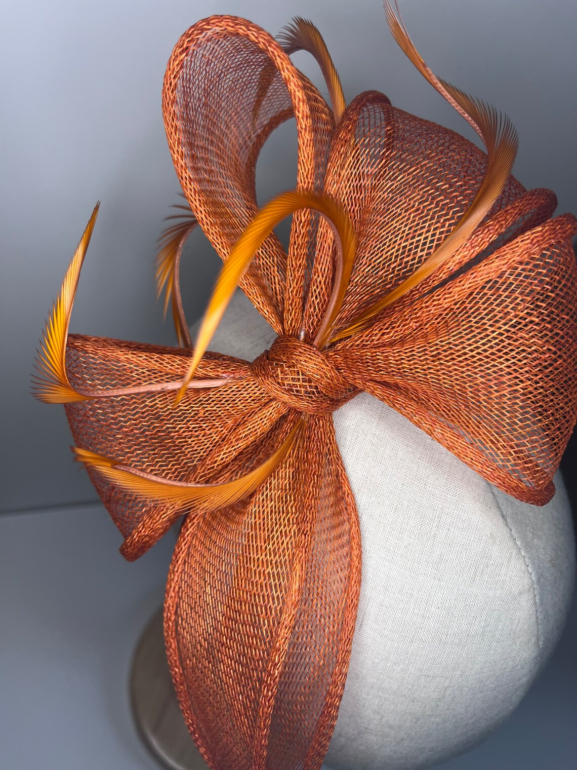 Burnt Orange Bow Fascinator Wedding Guess Wedding Races - Etsy