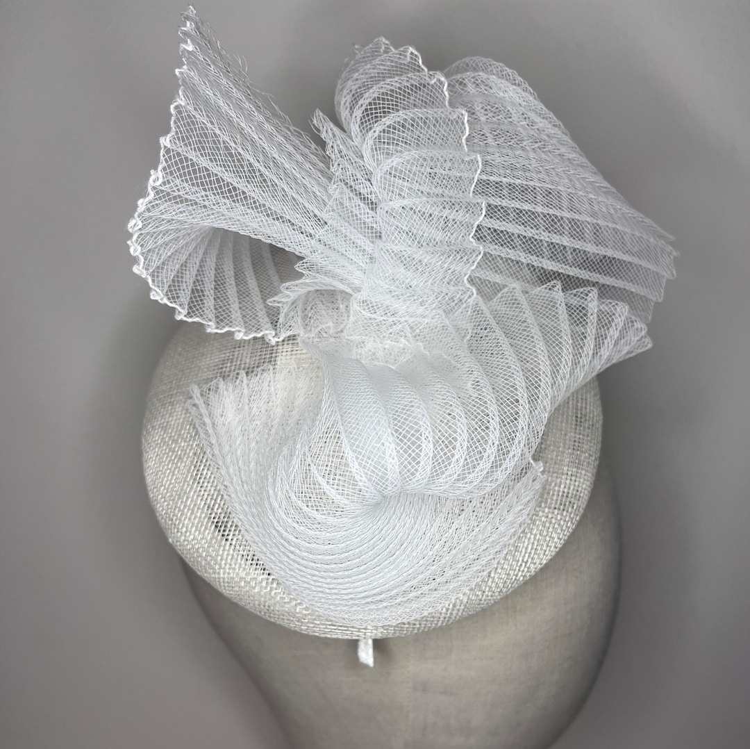 Crisp White Pill Box Hat, Wedding Guest, Races, Ascot, Veiled ...