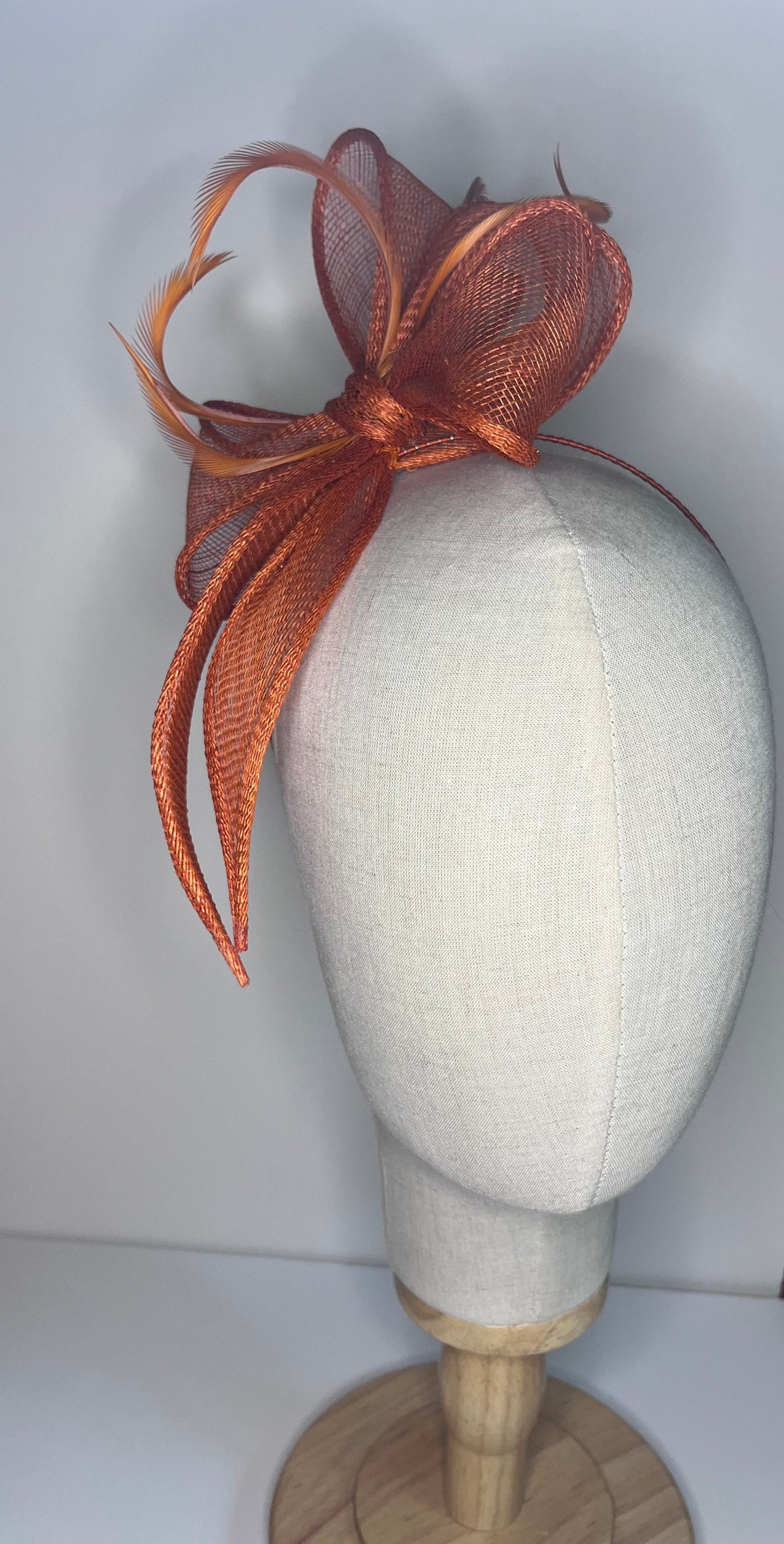 Burnt Orange Bow Fascinator Wedding Guess Wedding Races - Etsy