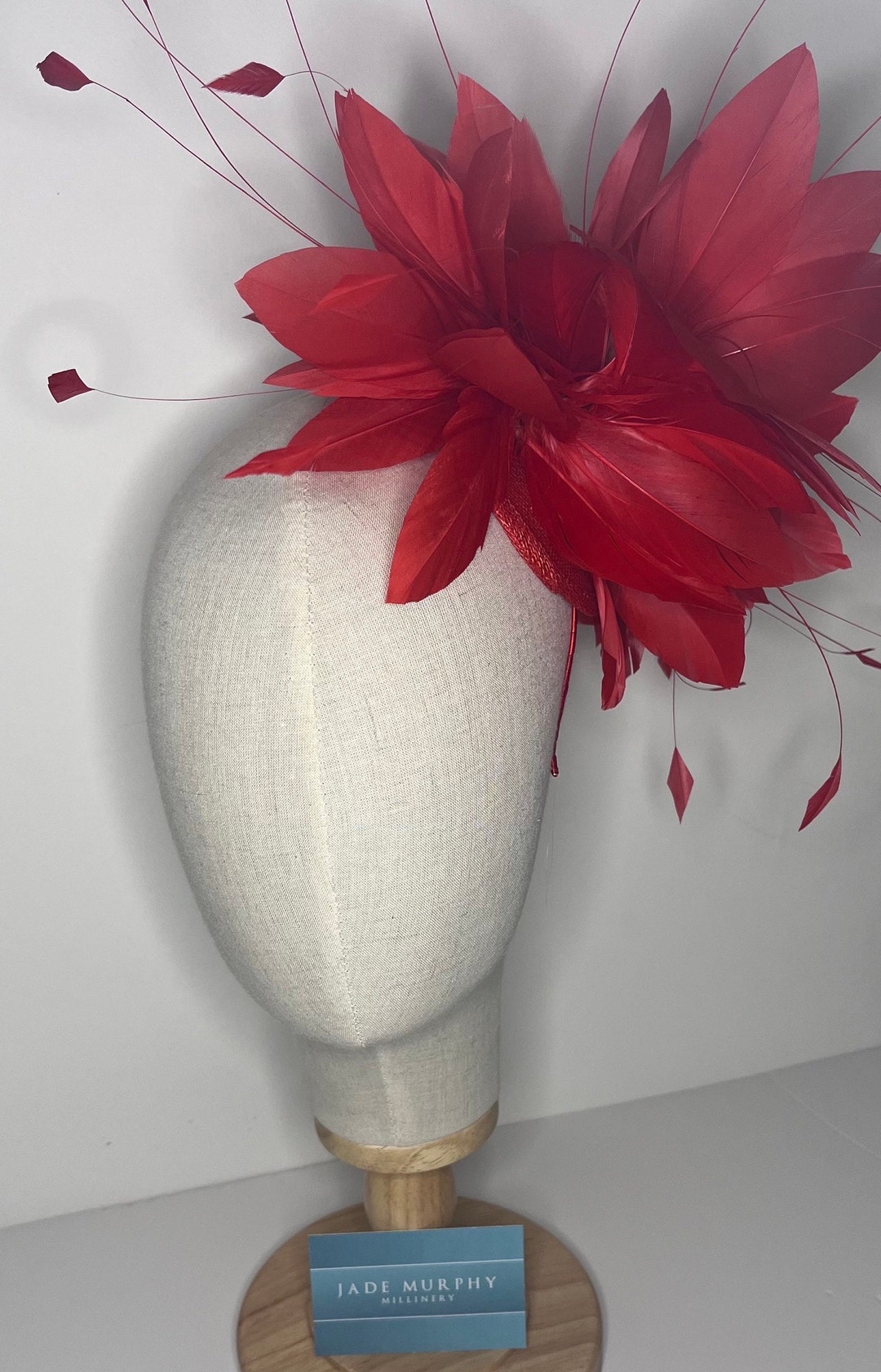 Red Feather Puff, Wedding Guess, Races, Ascot, Feather Fascinator ...