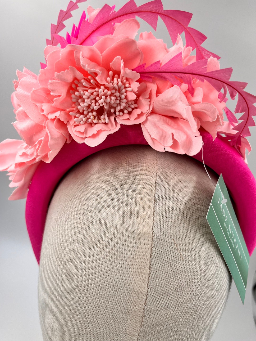 Floral Pink Headband, Wedding, Wedding Guest, Races, Ascot, Flower Veiled Fascinator ...