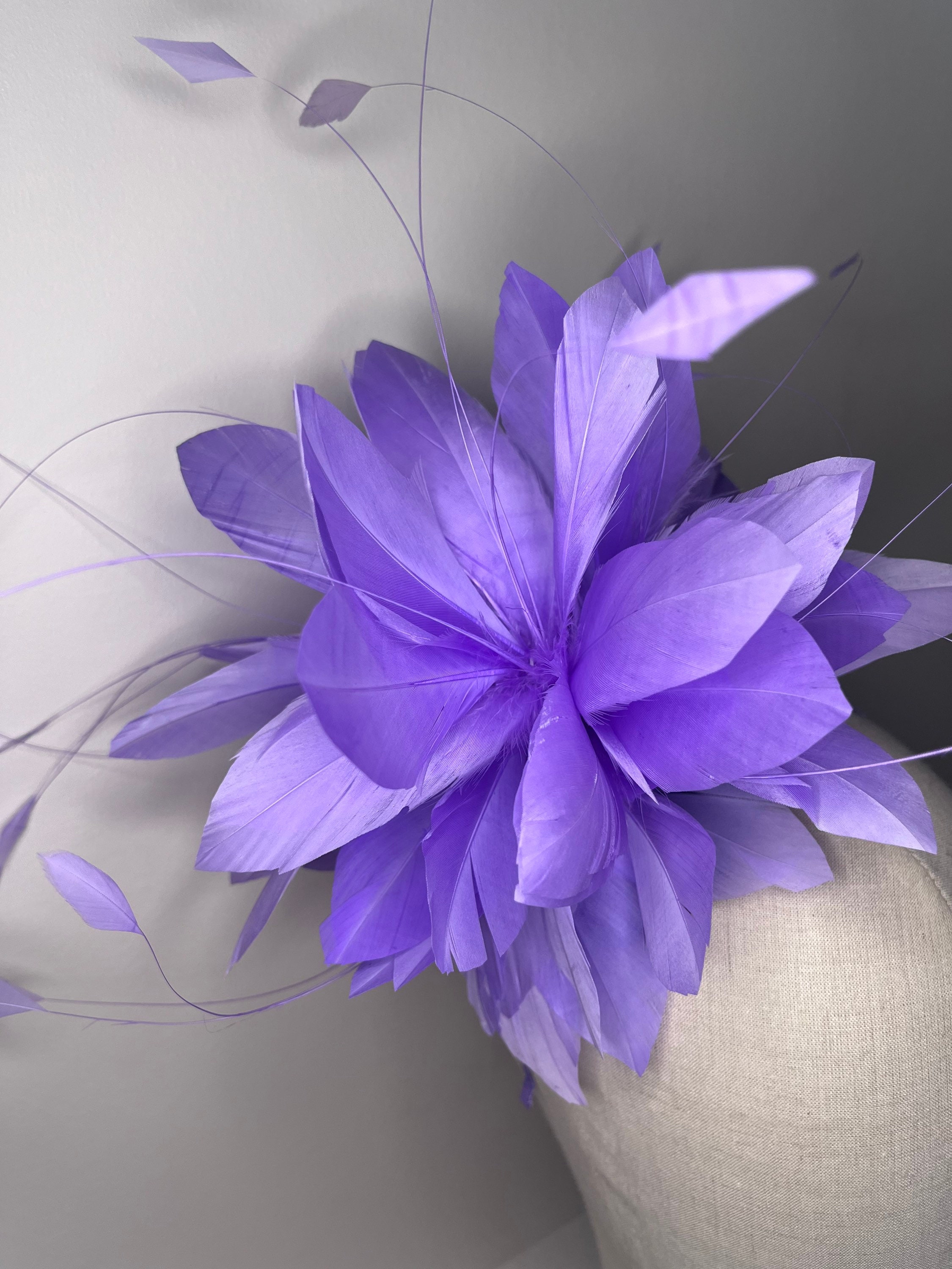 Lavender Feather Puff, Wedding Guest, Races, Ascot, Feather Fascinator ...
