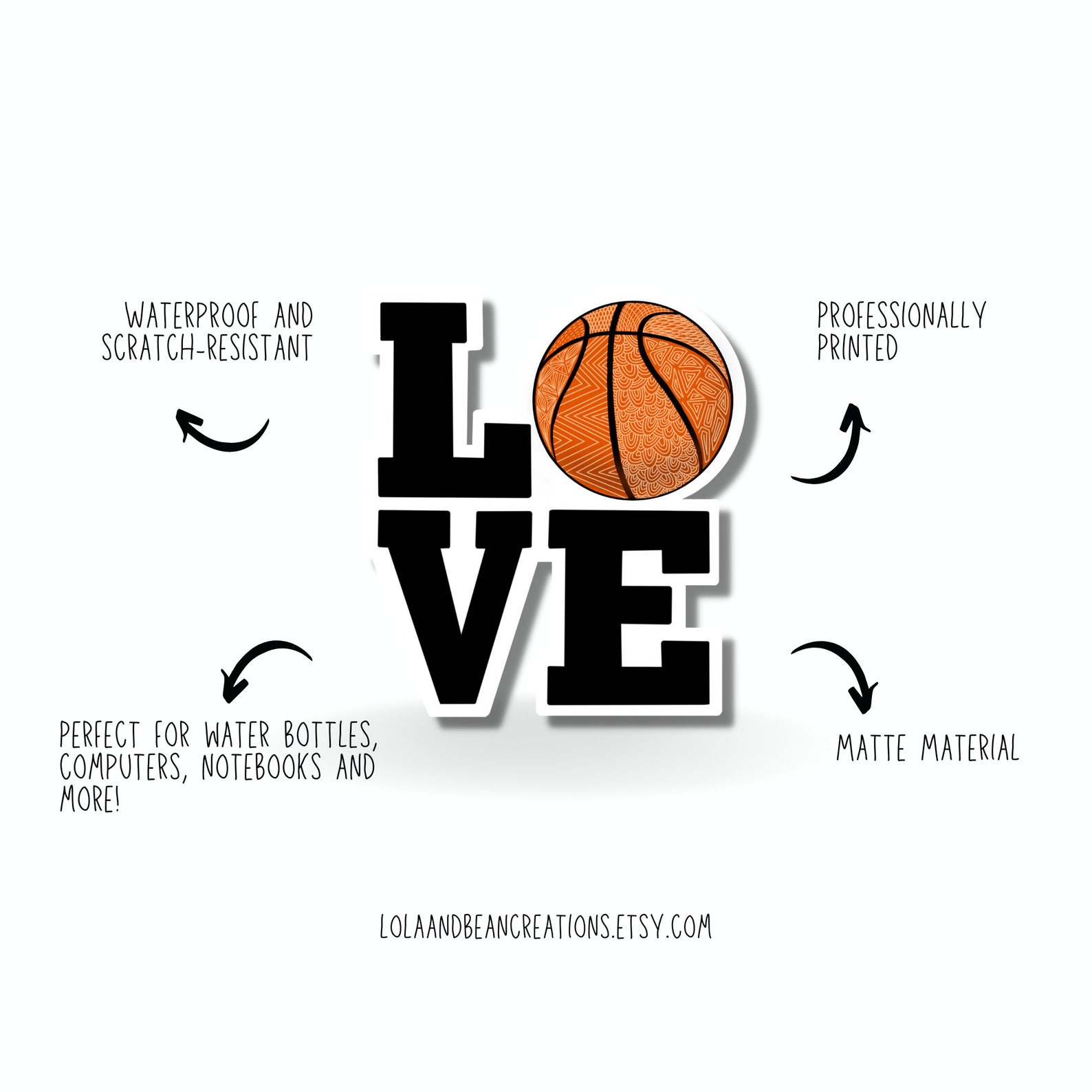 LOVE Basketball Vinyl Sticker (WATERPROOF) - Etsy