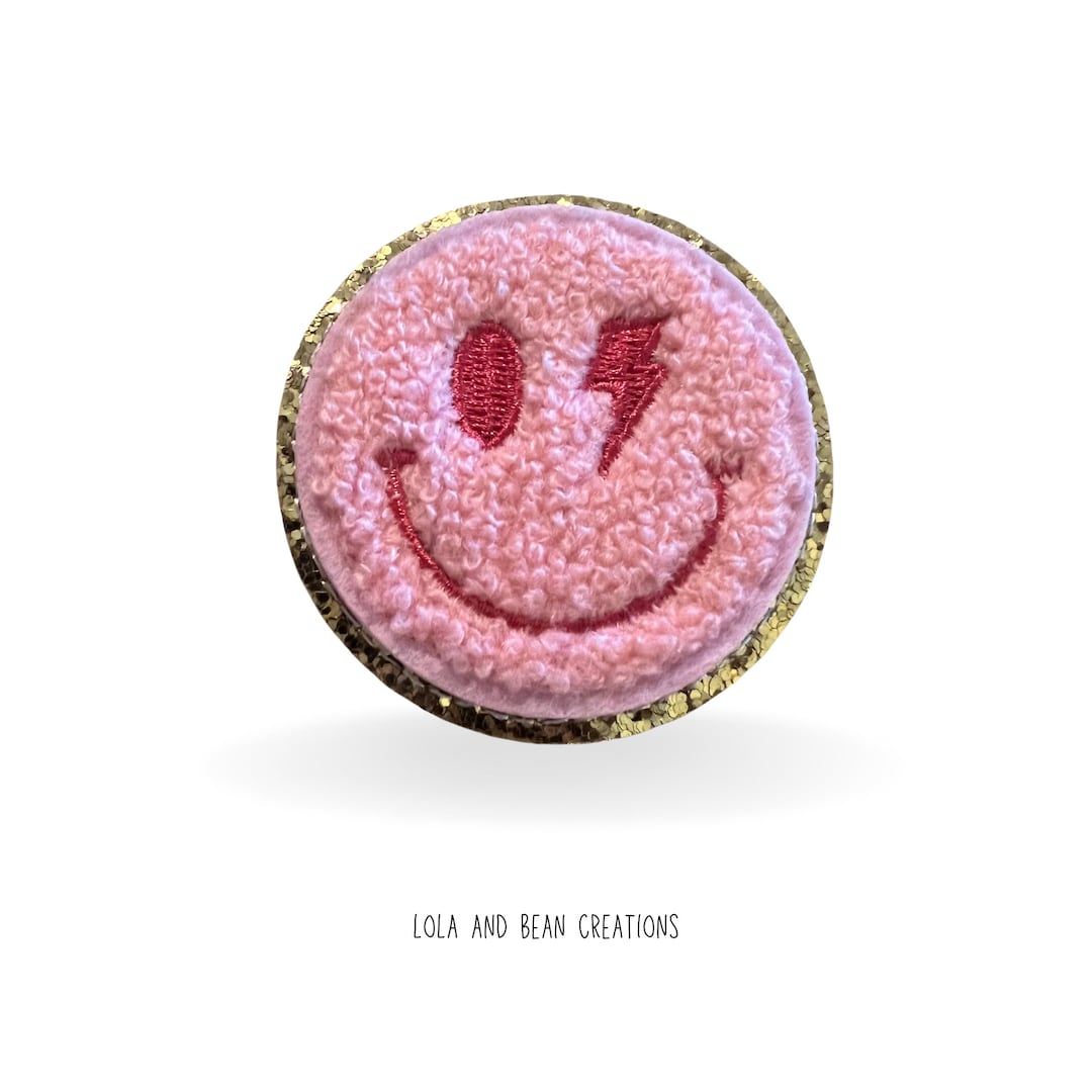 Pink Smiley Face Chenille Iron-on Patch, DIY Apparel - Etsy