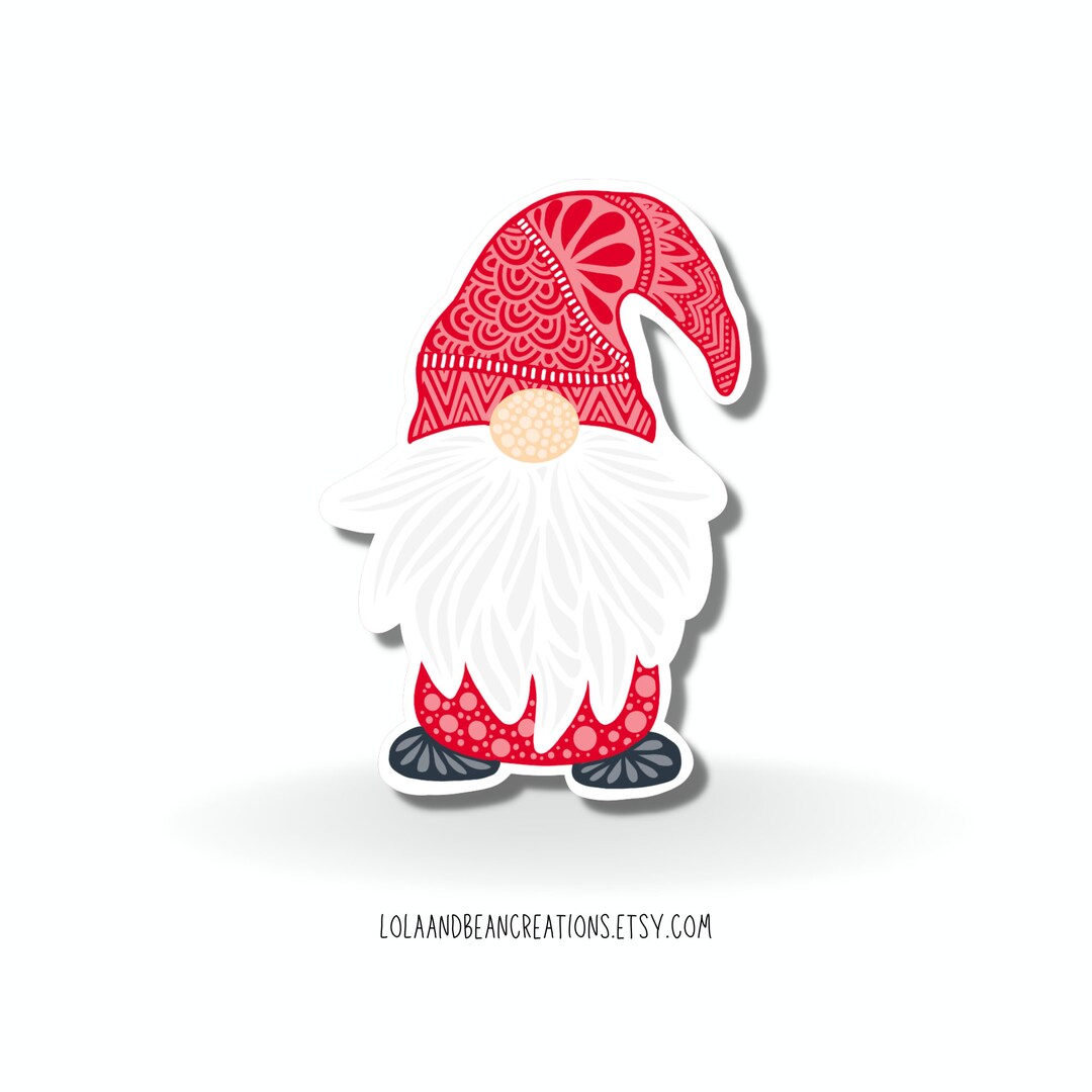 Large Christmas Gnome Vinyl Sticker (WATERPROOF), Stocking Stuffer ...