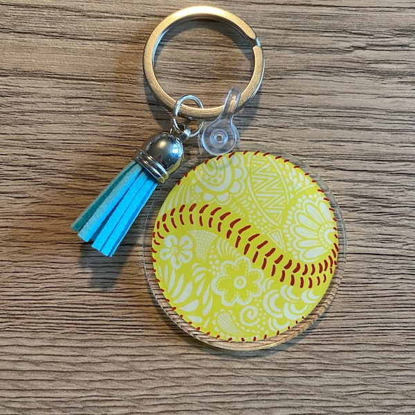 Acrylic Softball Keychain - Etsy