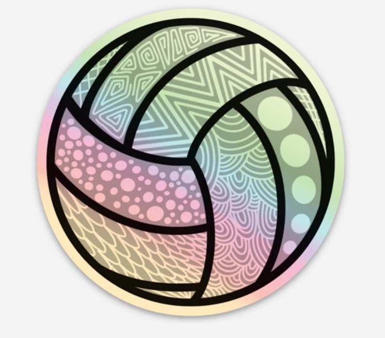 Holographic Volleyball Vinyl Sticker WATERPROOF, Sports, Volleyball ...