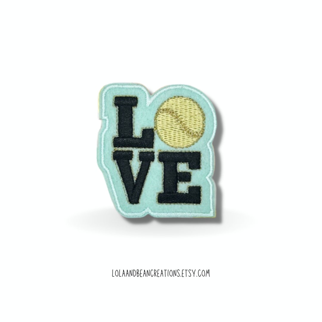 Embroidered Softball Patch - Adhesive Love Softball Patch - Glitter ...