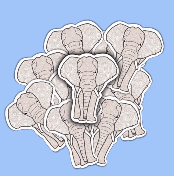 Large Elephant Sticker WATERPROOF Animal Sticker Animal | Etsy