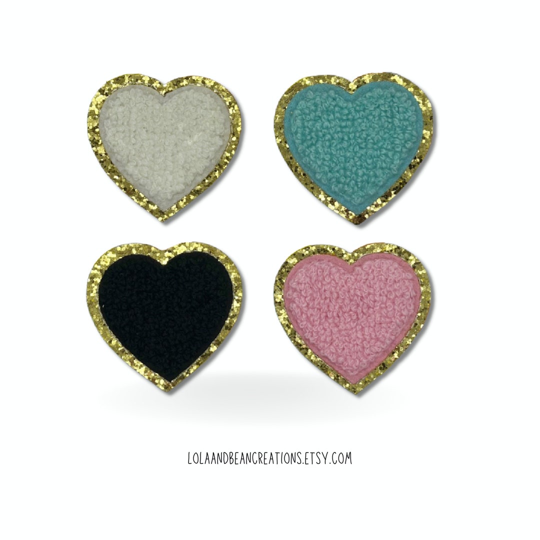 Chenille Heart Patch Adhesive Heart Patch Glitter Heart Patch Nylon Bags DIY Patches - Etsy