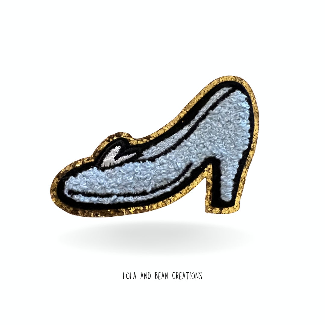 Chenille Embroidered Princess Slipper Patch IRON-ON Trucker Hat Patch ...