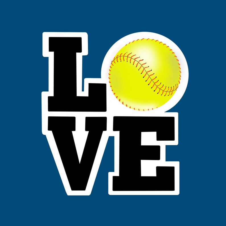 LOVE Softball Vinyl Sticker WATERPROOF, Softball Sticker, Womens Sports ...