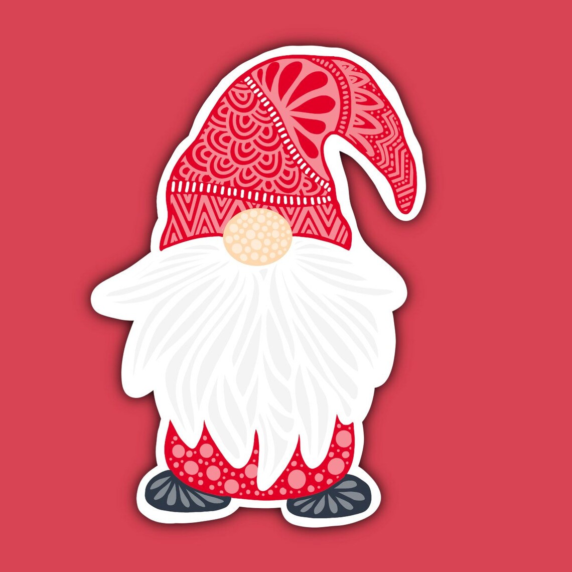 Large Christmas Gnome Vinyl Sticker (WATERPROOF), Stocking Stuffer ...