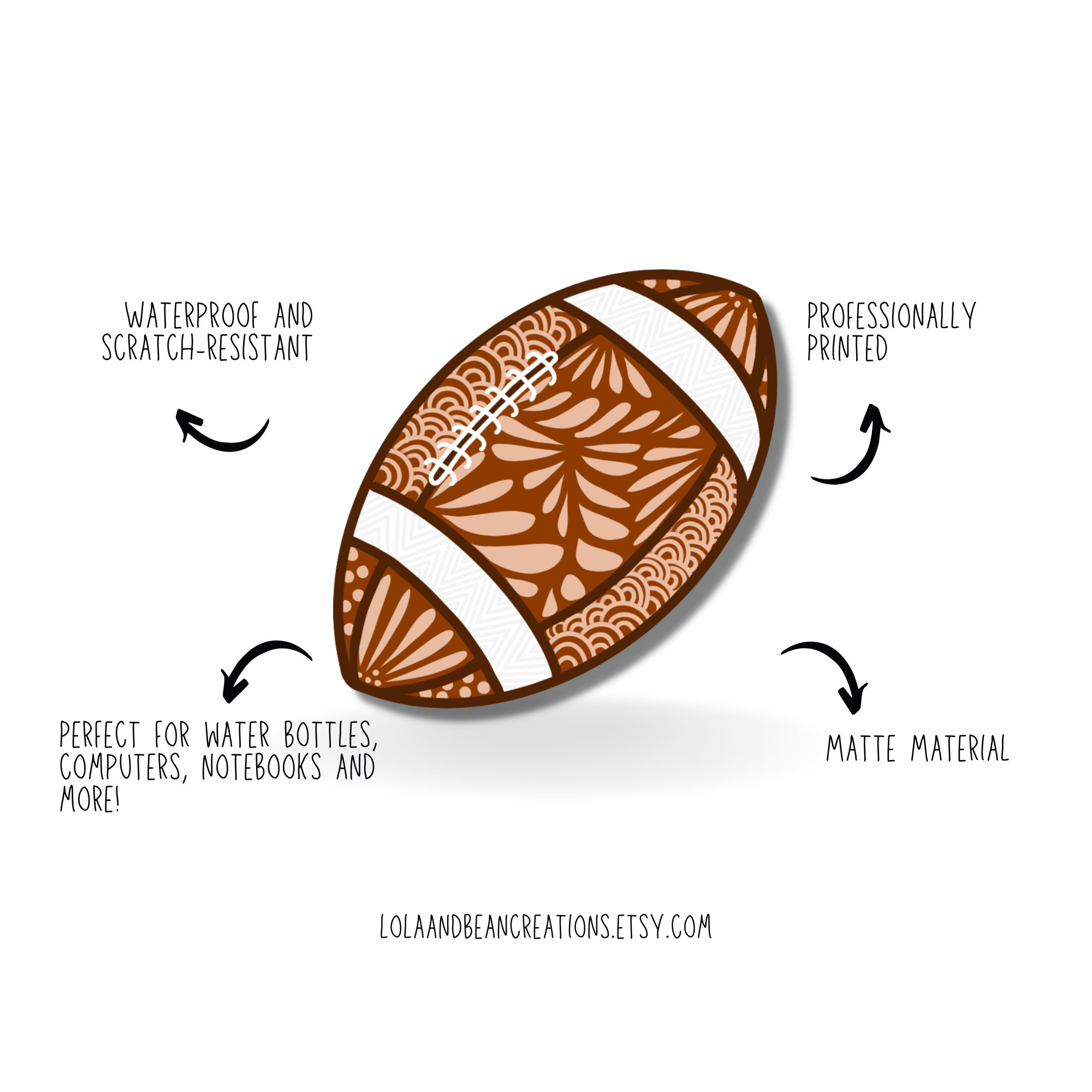 Football Vinyl Sticker WATERPROOF, Sports, Football Sticker, Sports ...