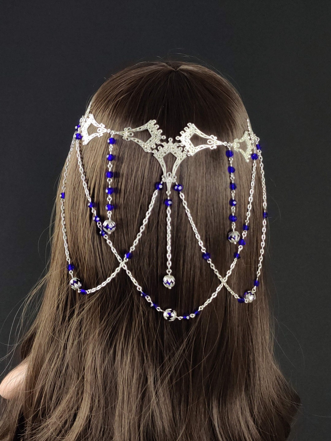 Headdress "sapphire Princess" ~ Diadem, Forehead Jewelry, Forehead ...