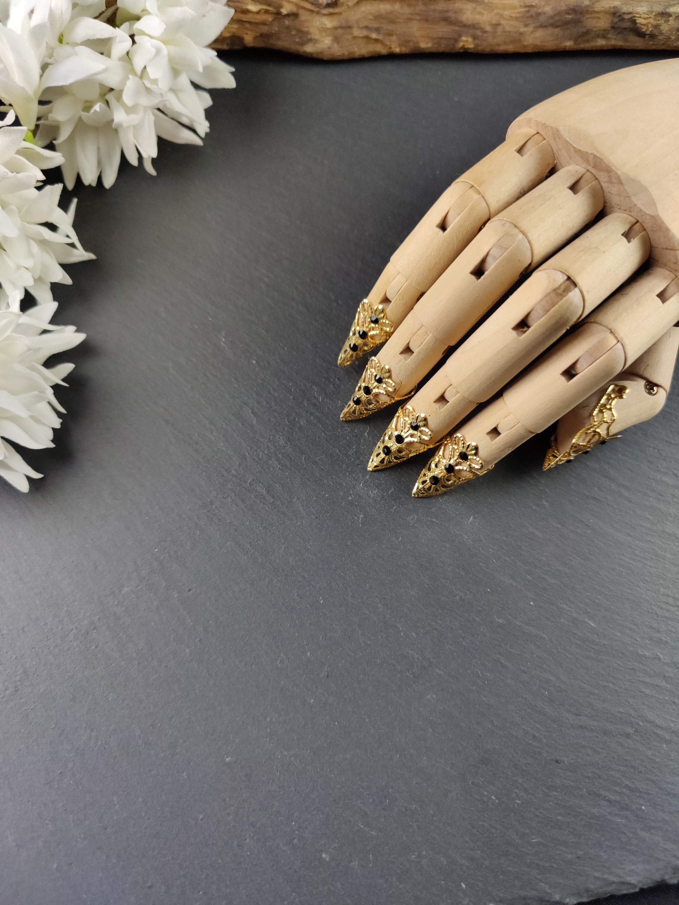 Claw Set "queen of Darkness" ~ Claws, Finger Tips, Nail Jewelry, Finger ...