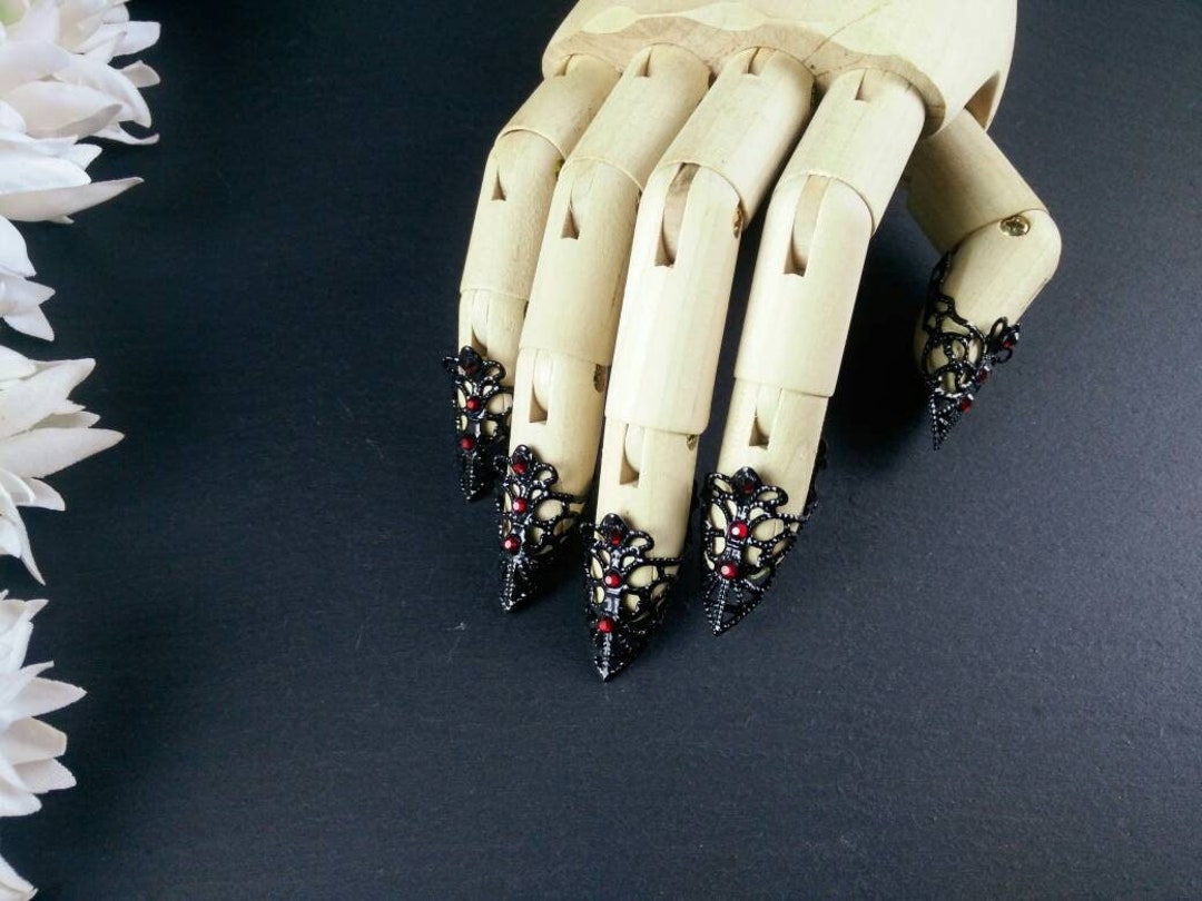 Claw Set "witch of Blood" ~ Claws, Finger Tips, Nail Jewelry, Finger ...