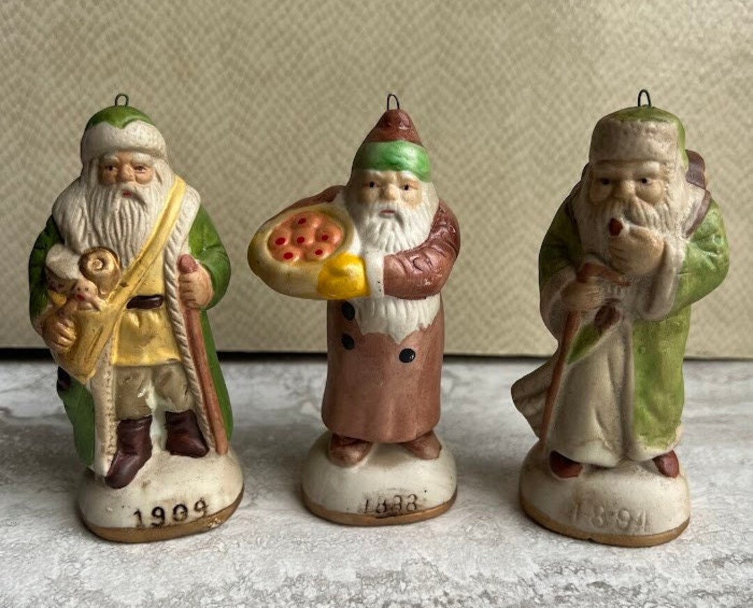 Vintage Set of 3 Collectible Date Santa Figurines Vintage - Etsy