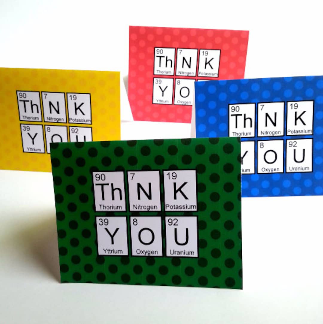 Geek Up! Periodic Table Thank You Cards Digital Download - PDF FILE - Etsy