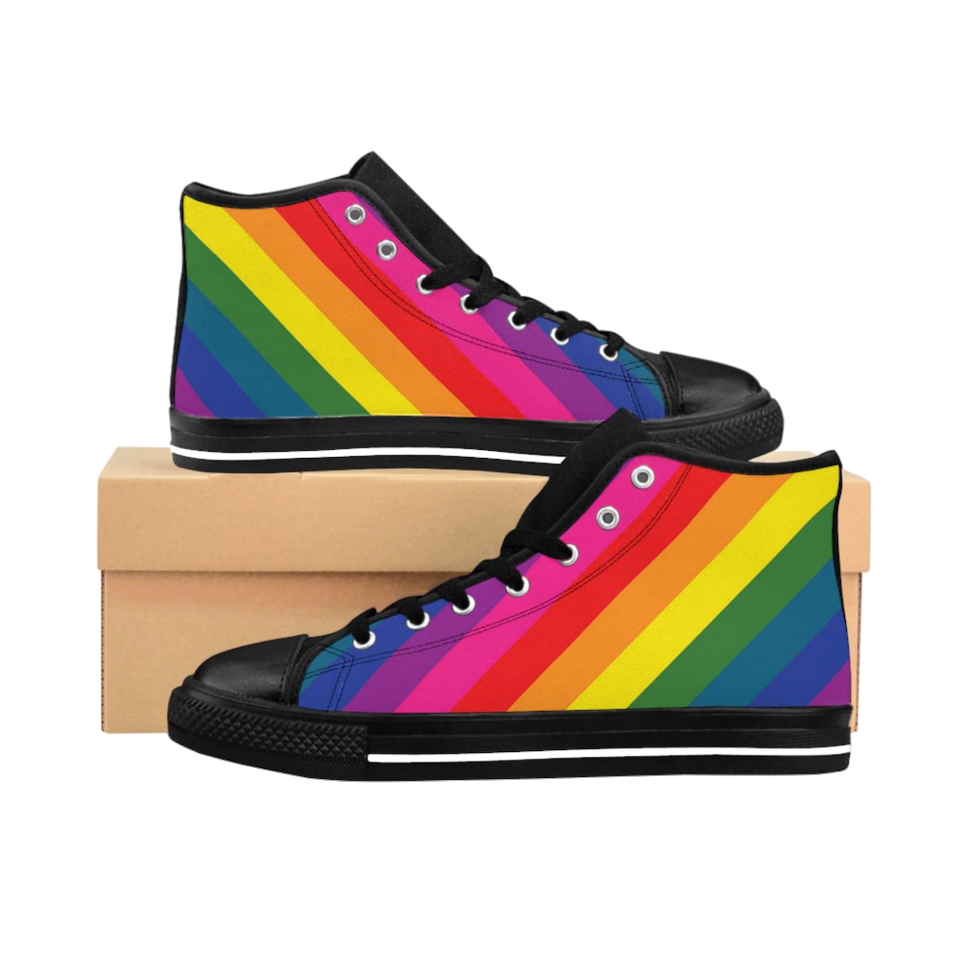 Rainbow Stripe High-tops Through LARGE Sizes - Etsy