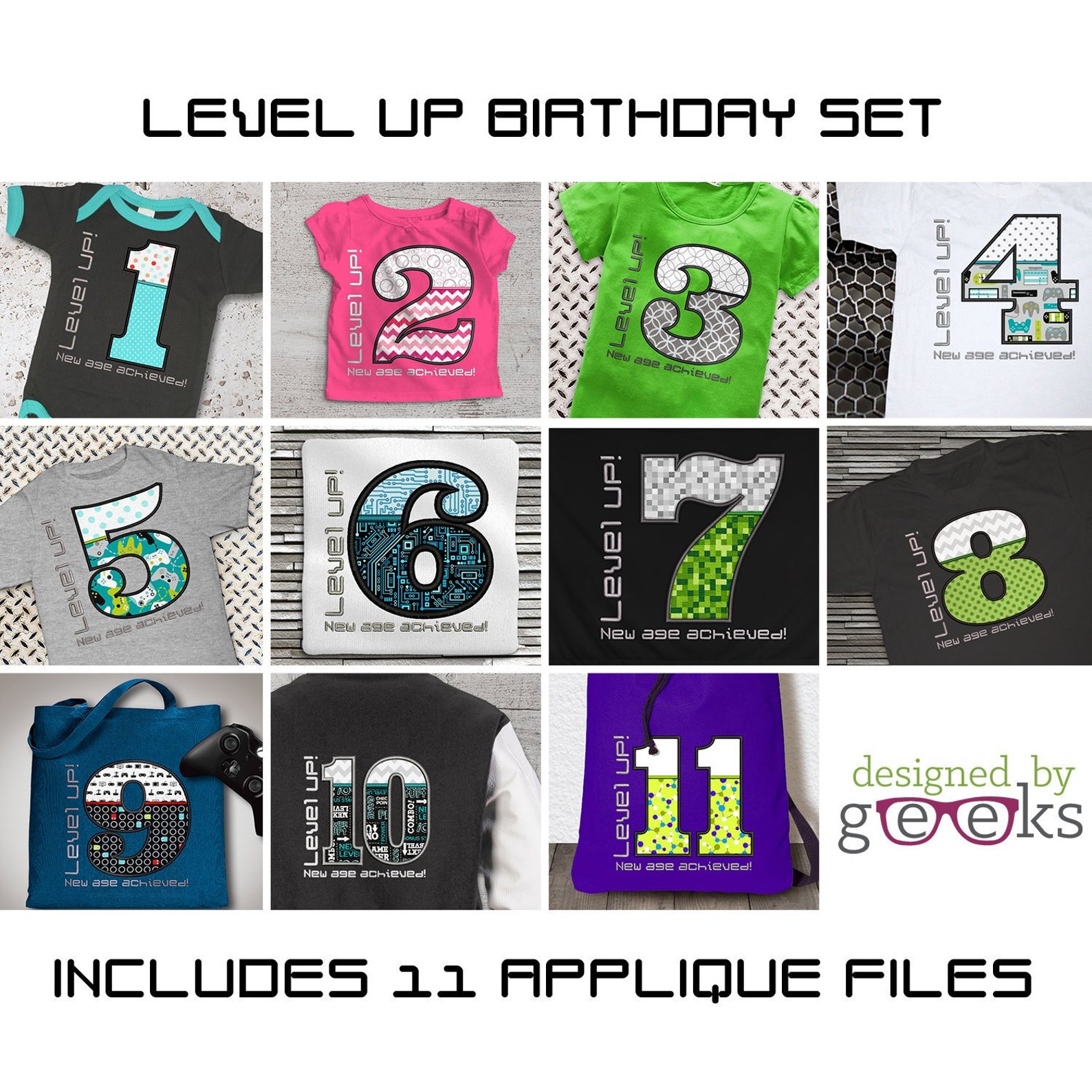 Level Up! Video Game Birthday Applique Embroidery Design Bundle - Etsy