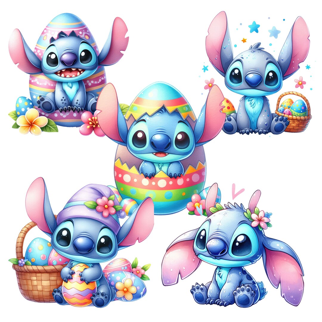 Stitch Easter PNG Bundle, Stitch With Easter Eggs Shirt Design Png File ...