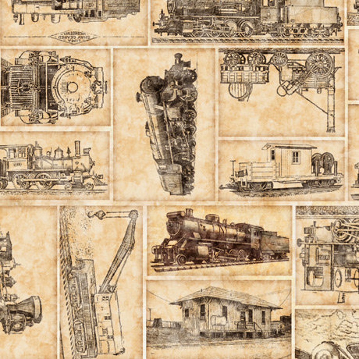 1649-28673-A LOCOMOTION TRAIN PATCH Quilt Fabric Quilting | Etsy