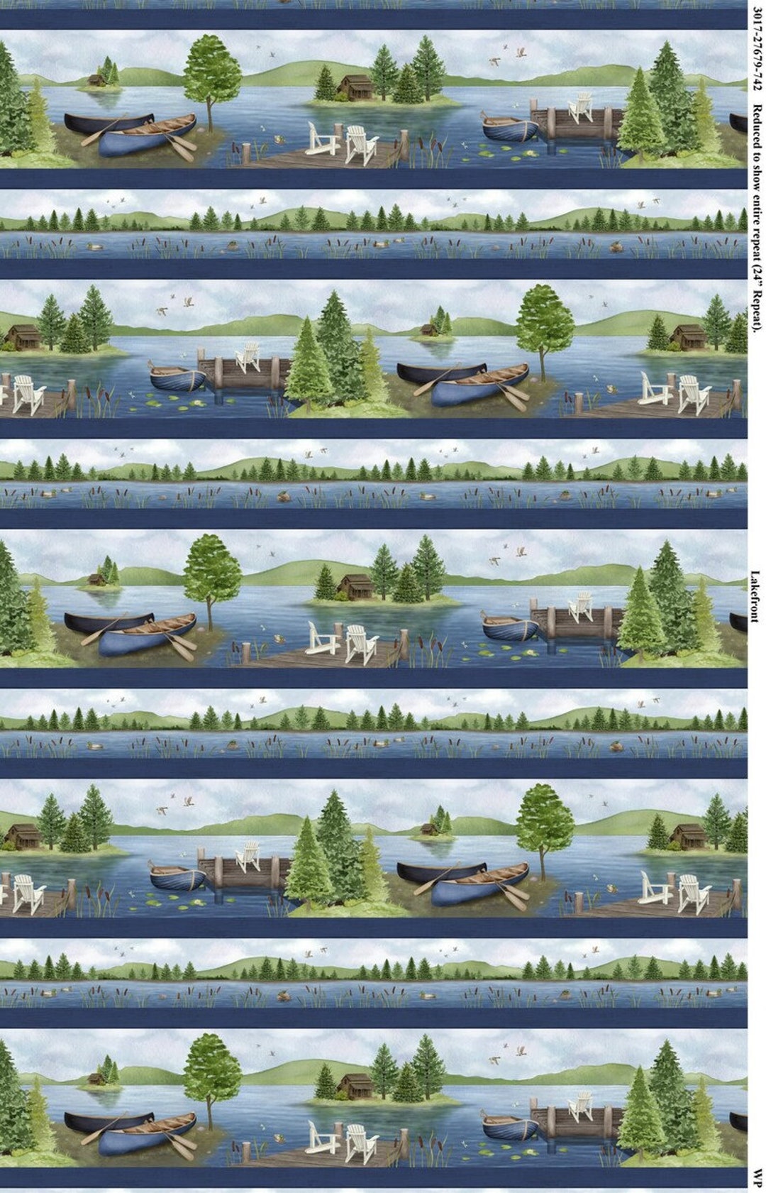 3017-27679-742 LAKEFRONT BORDER STRIPE Quilt Fabric, Wilmington Prints ...