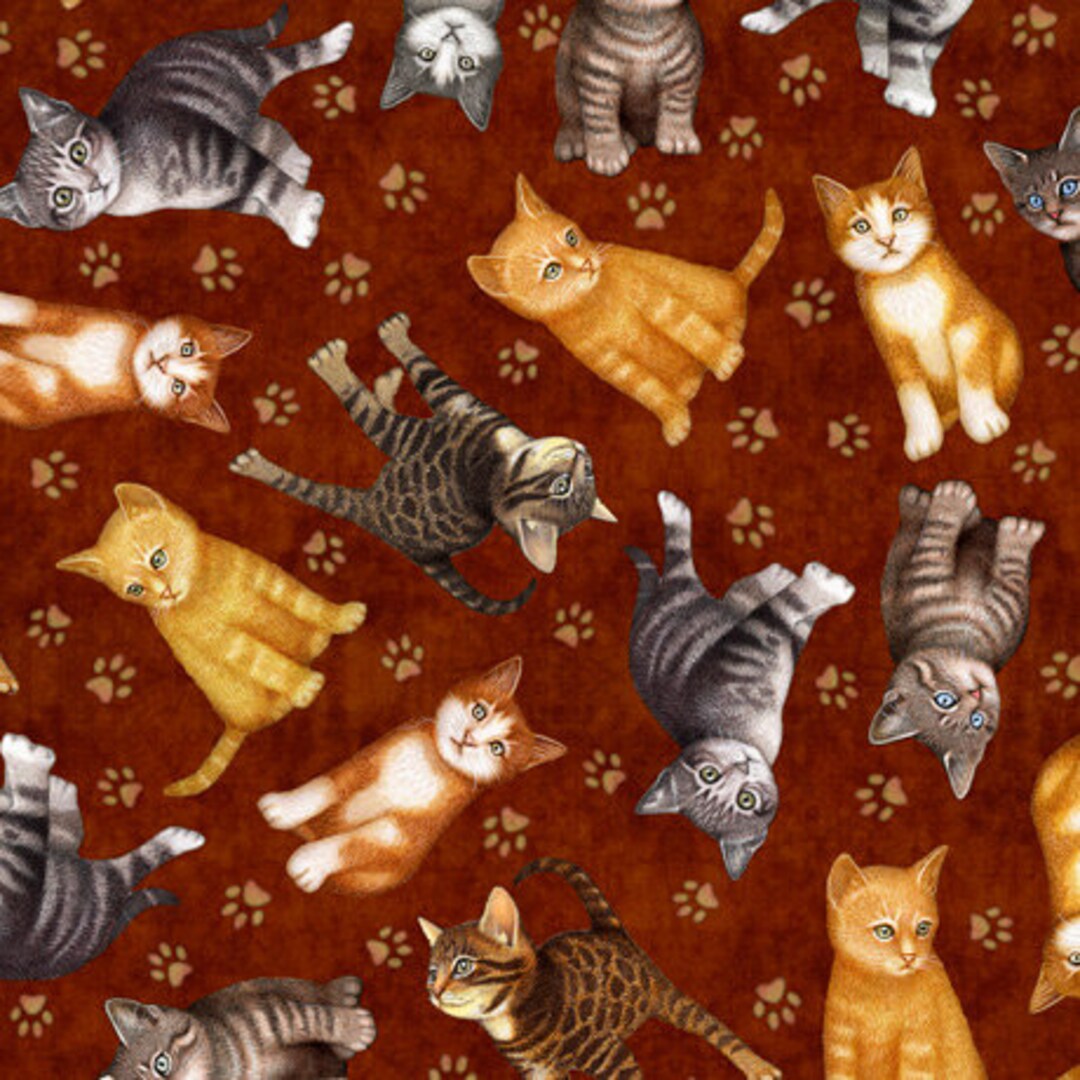 1649-28490-T FELICITY KITTEN TOSS Quilt Fabric, Quilting Treasures ...