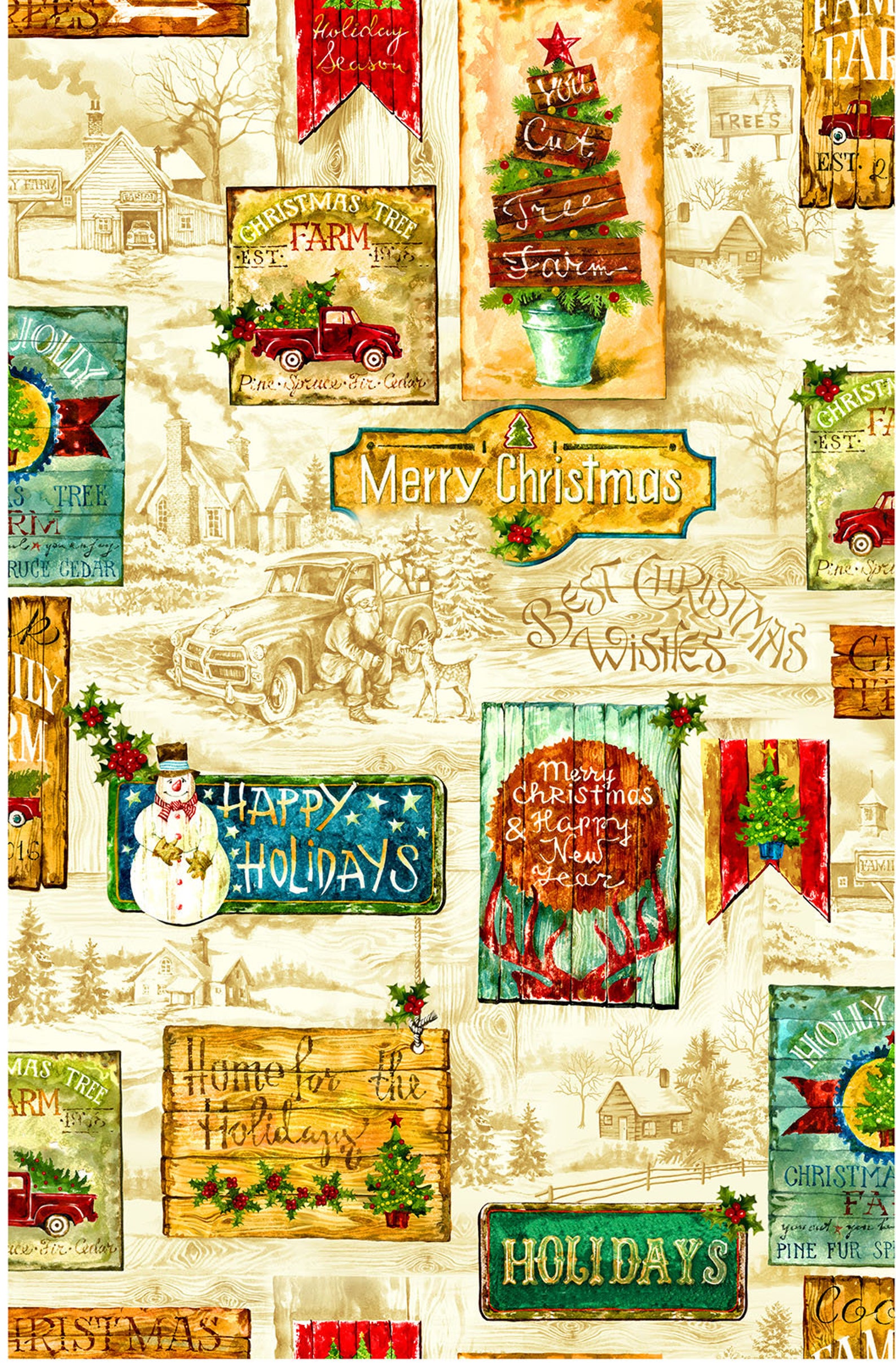 OA59-5381 NOEL TOILE Patch Ecru Quilt Fabric, Oasis Fabrics, Fabric by ...