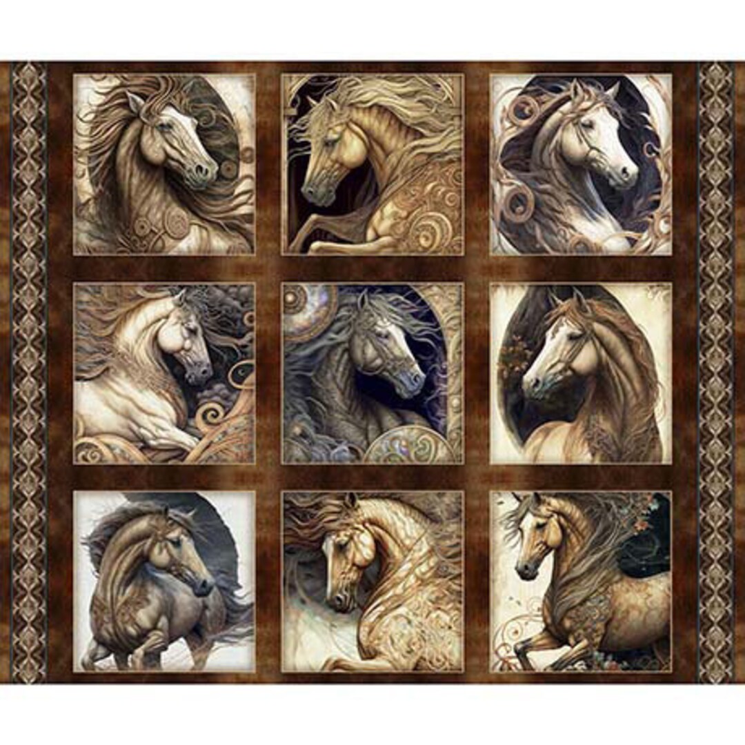 2600-29934-A STALLION SONG LARGE Horse Picture Patches Quilt Panel ...