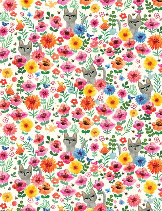 STELLA-DMB1672 CREAM CATTITUDE Quilt Fabric Dear Stella | Etsy