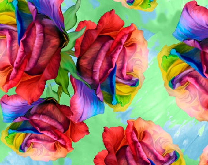 1649-29200-H RAINBOW ROSE TOSSED Roses Quilt Fabric, Quilting Treasures ...