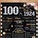 100th Birthday Poster, Back in 1924 Poster, 100th Anniversary Gift ...