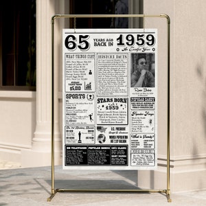 Custom 65th Birthday Poster, Back in 1959 Sign, Gift Idea for Him, 1959 ...