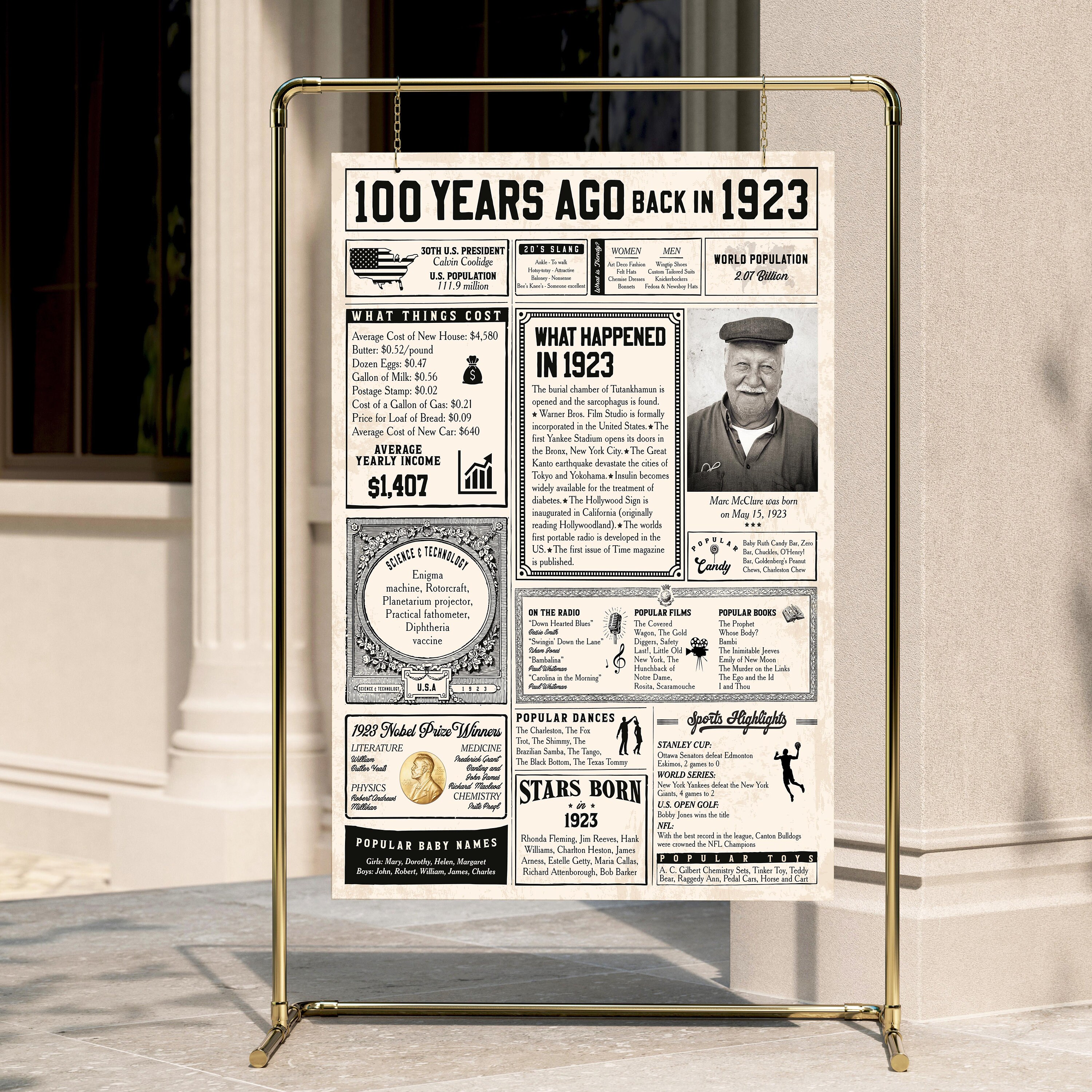 100th Birthday Poster, Back in 1923, Custom Milestone Sign, 100th ...