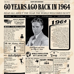 Custom 60th Birthday Poster, 1964 Sign Board, Born in 1964, Photo ...