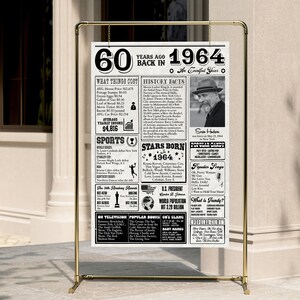 1964 Birthday Poster, Personalized 60th Birthday Poster, Back in 1964 ...