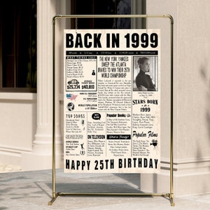 1999 Birthday Poster, 25th Birthday Poster, 1999 Fun Facts Board, 25th ...